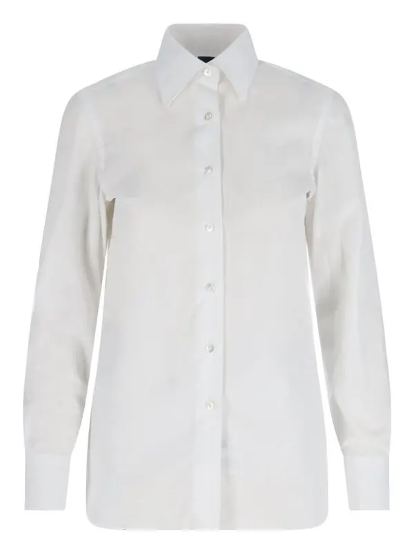 FINAMORE 1925 100% Cotton Striped Button-down Shirt - White