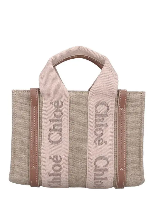 Chloé Linen And Calf Leather Handbag - Beige