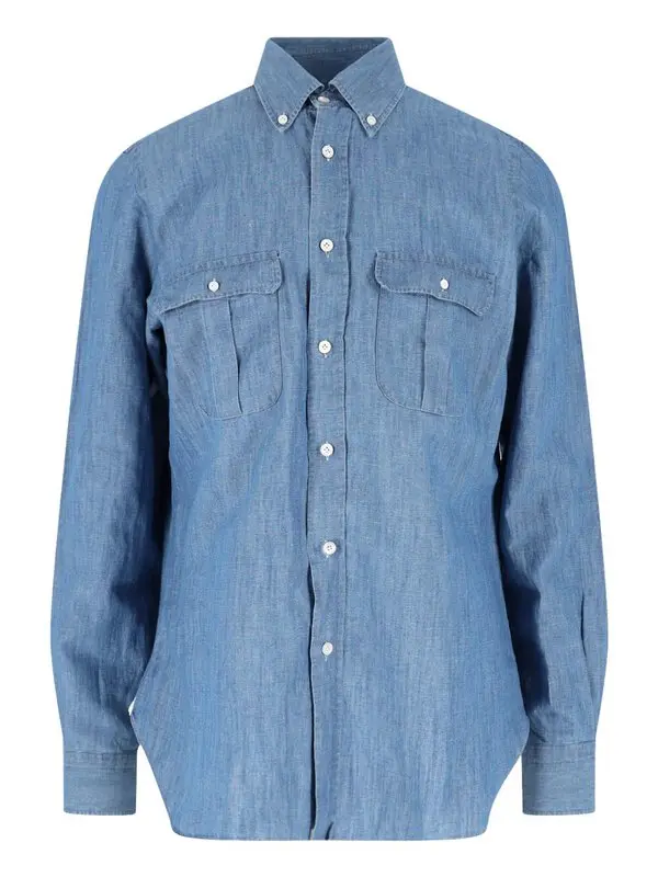 FINAMORE 1925 Denim Button-down Shirt - Blue