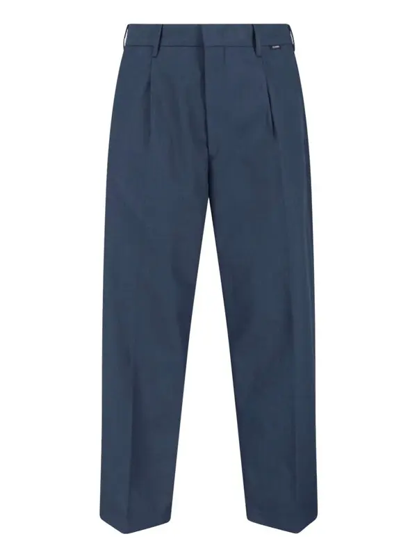 Closed Pleated Cotton Trousers - Blue