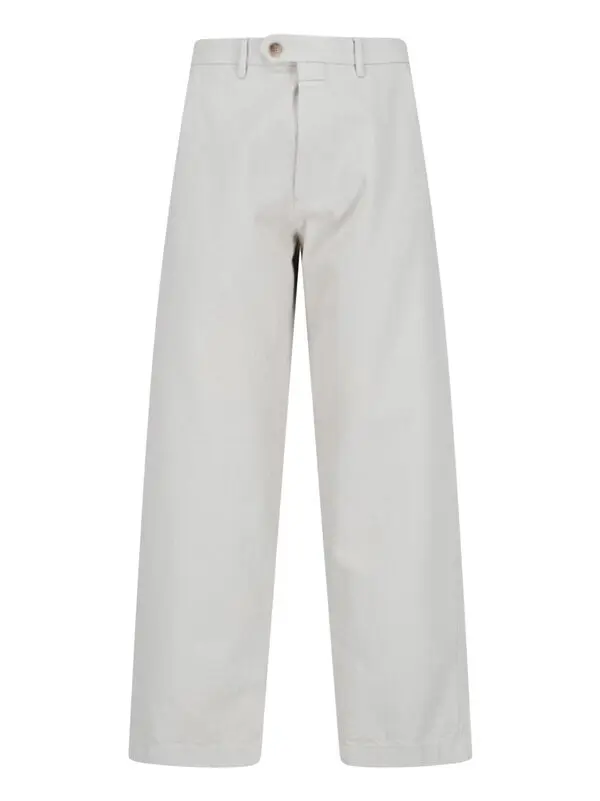 Closed Pleated Cotton Trousers - Grey