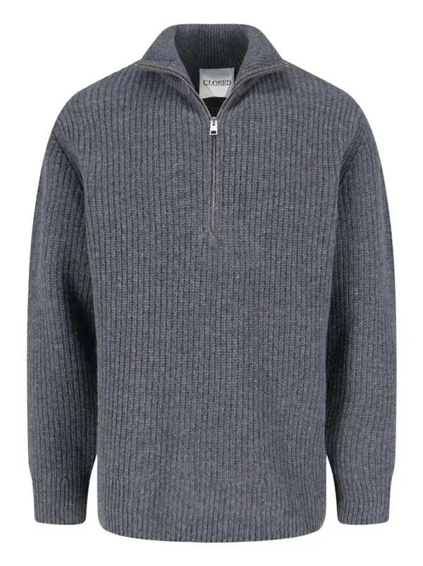 Closed 100% Wool Ribbed Knit Pullover - Grey