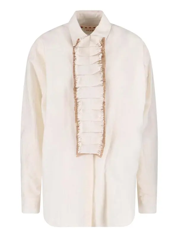 Marni Cotton-blend Shirt With Silk And Viscose Detail - White