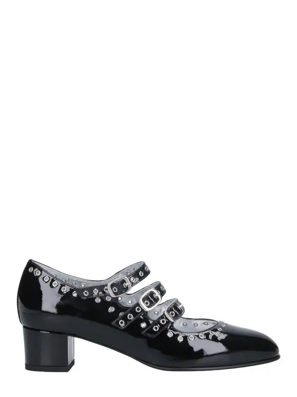 CAREL Calf Patent Leather Mary Jane Heeled Shoe With Buckled Straps - Black