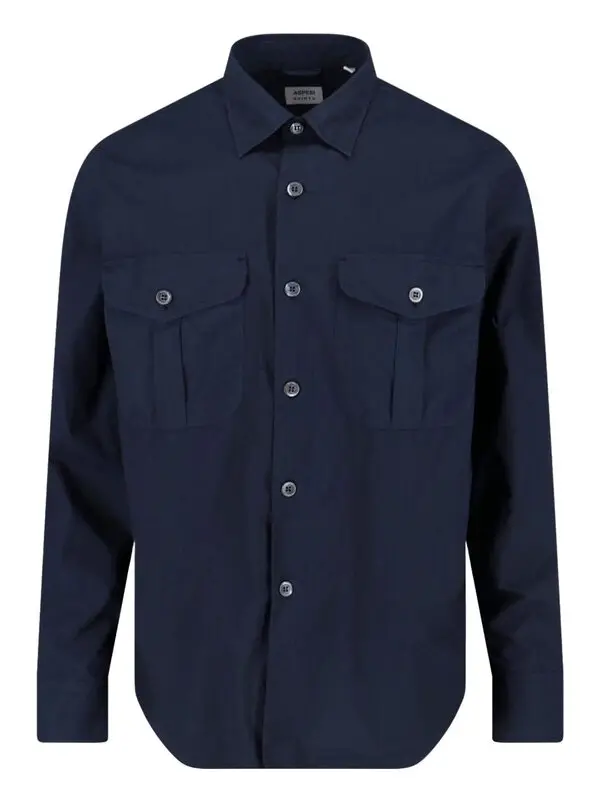 Aspesi Long Sleeve Utility Shirt - Blue