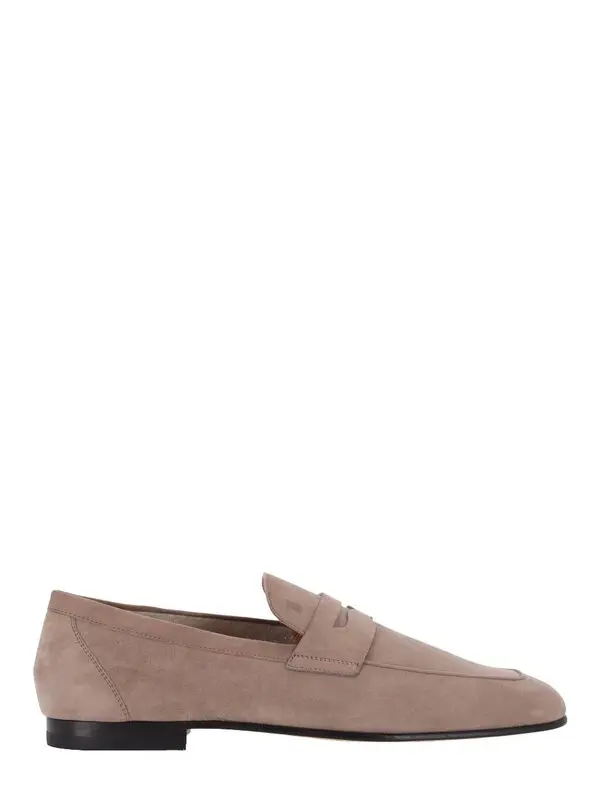 TOD`S Tod's Natural Leather Flat Shoes With Calf Leather Flap - Beige