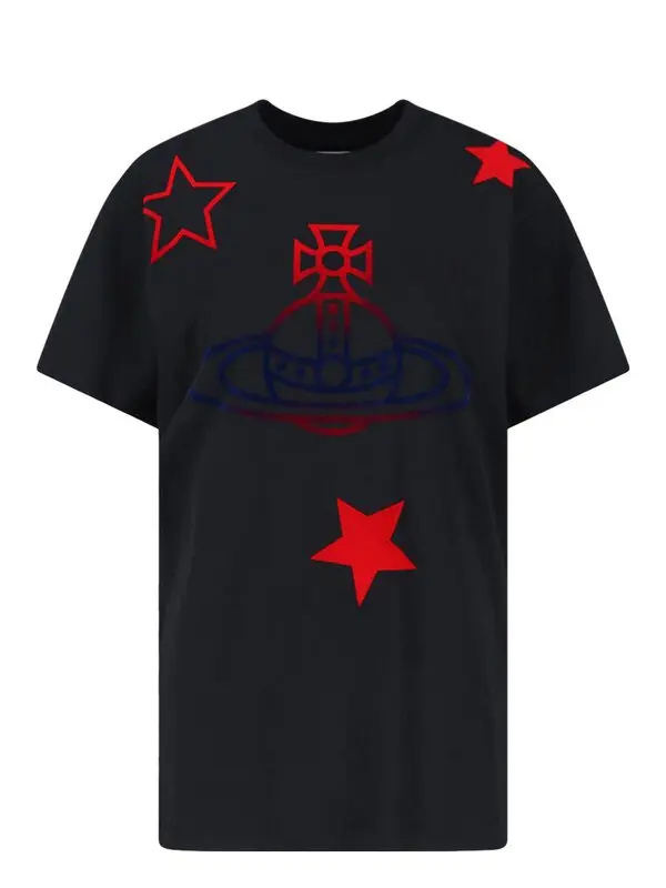 VIVIENNE WESTWOOD Organic Cotton T-shirt With Orb Logo - Black