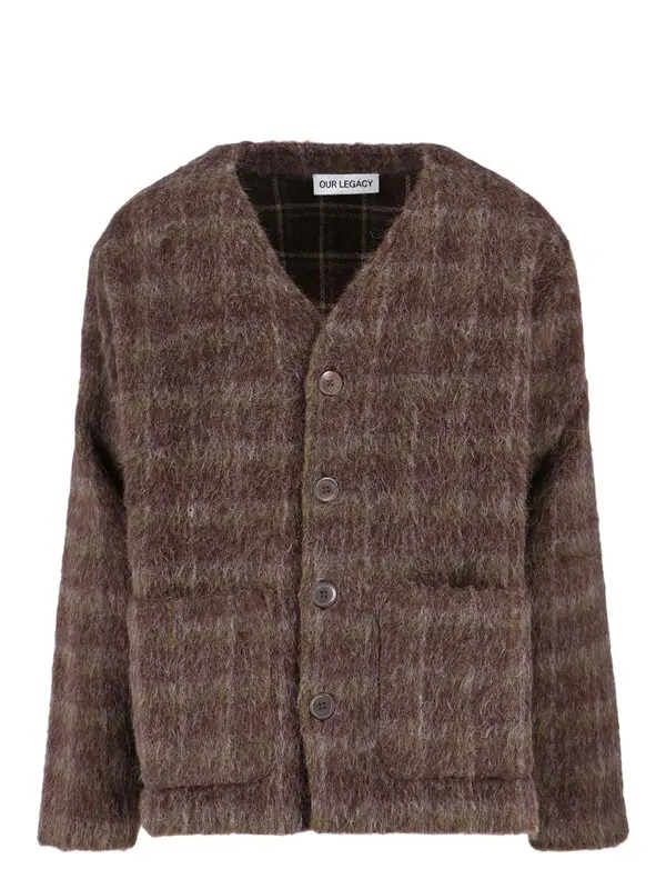Our Legacy Fuzzy Wool Button Cardigan Jacket - Brown