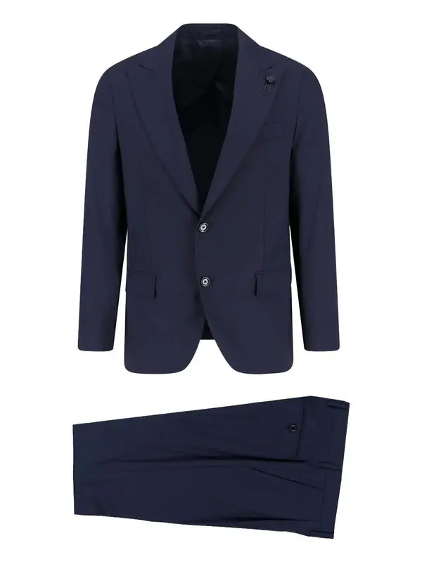 LARDINI Wool-blend Stretch Dress Pants - Blue
