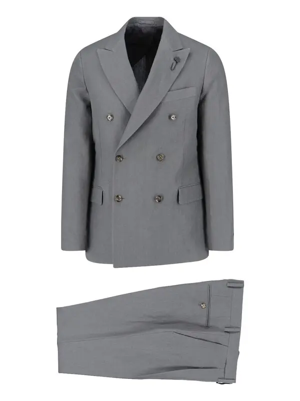 LARDINI Tailored Double-breasted Suit - Grey