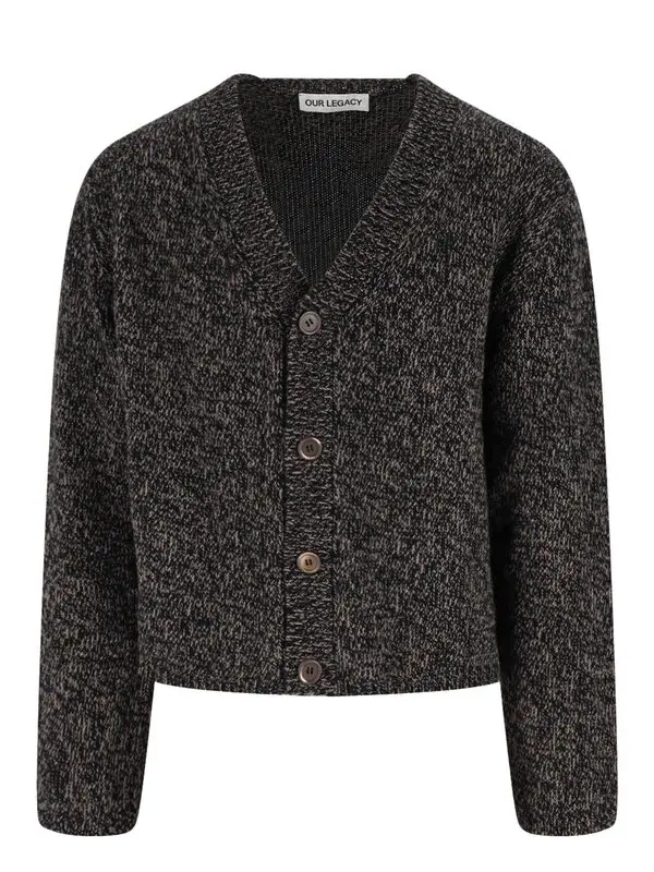Our Legacy Twist Moulined Wool Button-detailed V-neck Sweater - Brown