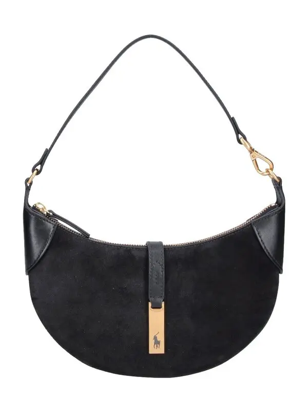 Polo Ralph Lauren Polished Cow Leather Shoulder Bag - Black