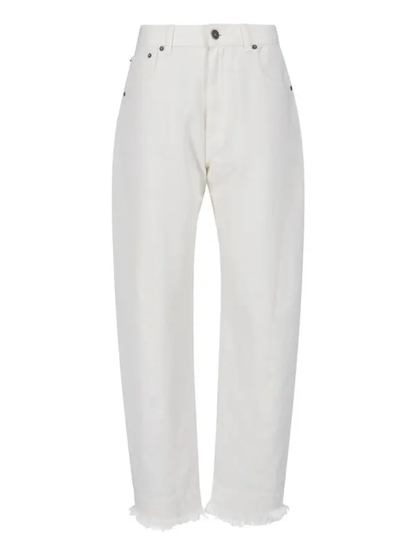 Phoebe Philo Straight-leg Jeans With Frayed Hems - Bianco