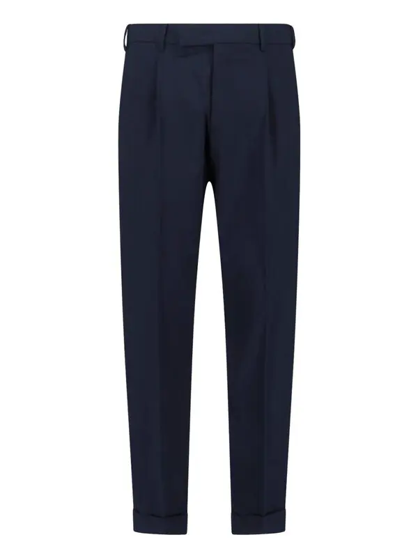 PT TORINO Pleated Tapered Dress Pants - Blue