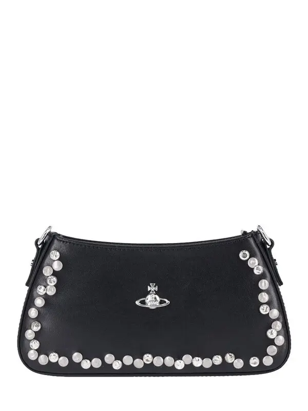 VIVIENNE WESTWOOD Leather Shoulder Bag With Studded Embellishments - Black