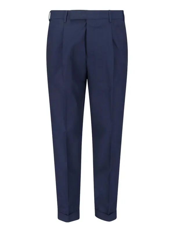 PT TORINO Tailored Cotton-wool Trousers - Blue