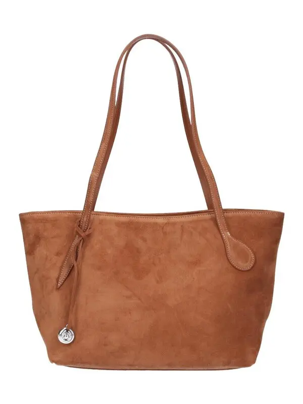 LIFFNER Suede Tote Bag With Shoulder Straps - Brown