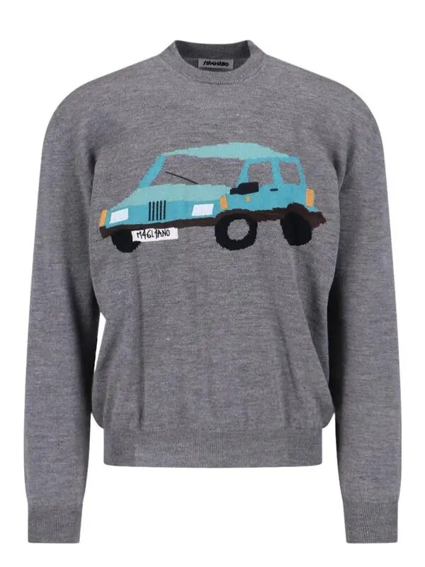 MAGLIANO Graphic Print Wool Sweater - Grey