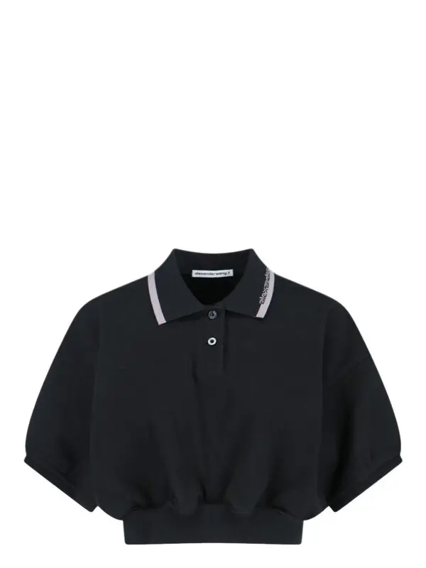 Alexander Wang Cotton Polo Shirt With Contrast Trim - Black
