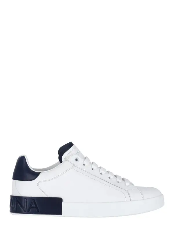 Dolce & Gabbana Leather Sneakers With Contrast Trim - Blue