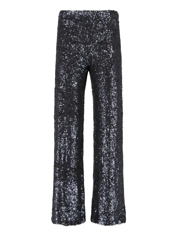 PAROSH Embellished Sequined Stretch Trousers - Brown