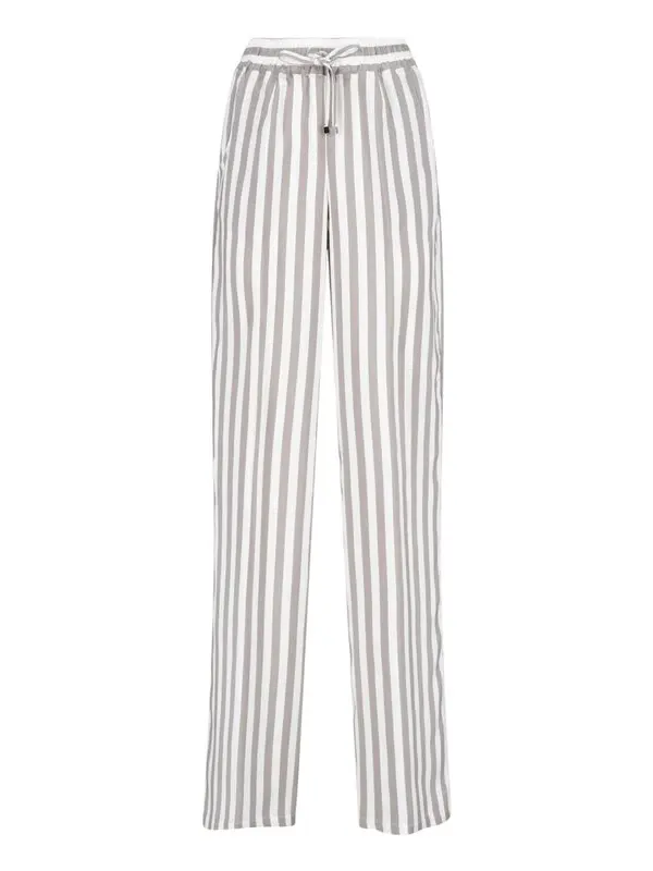 Kiton 100% Silk Striped Tailored Trousers - Beige
