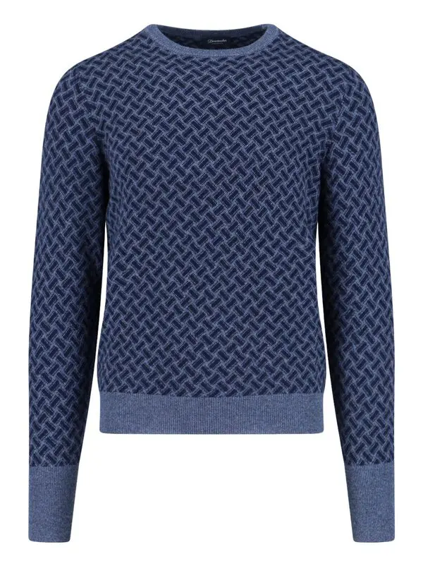 DRUMOHR Geometric Jacquard Crewneck Sweater - Blue