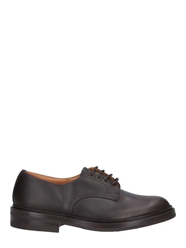 TRICKER'S Leather Plain-toe Derby Shoes - Brown