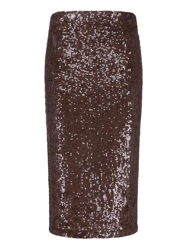 PAROSH Sequin Mini Skirt - Brown