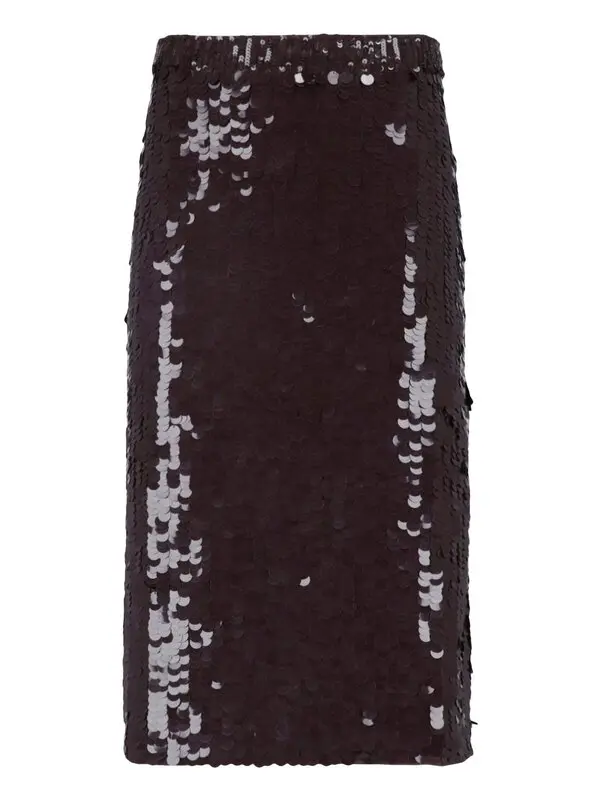 PAROSH Sequin Pencil Skirt - Brown