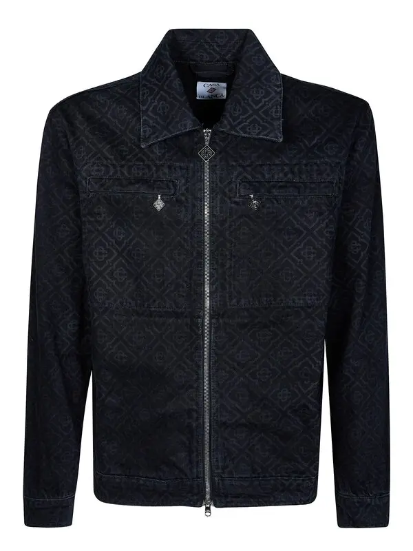 Casablanca Monogrammed Denim Jacket - Nero