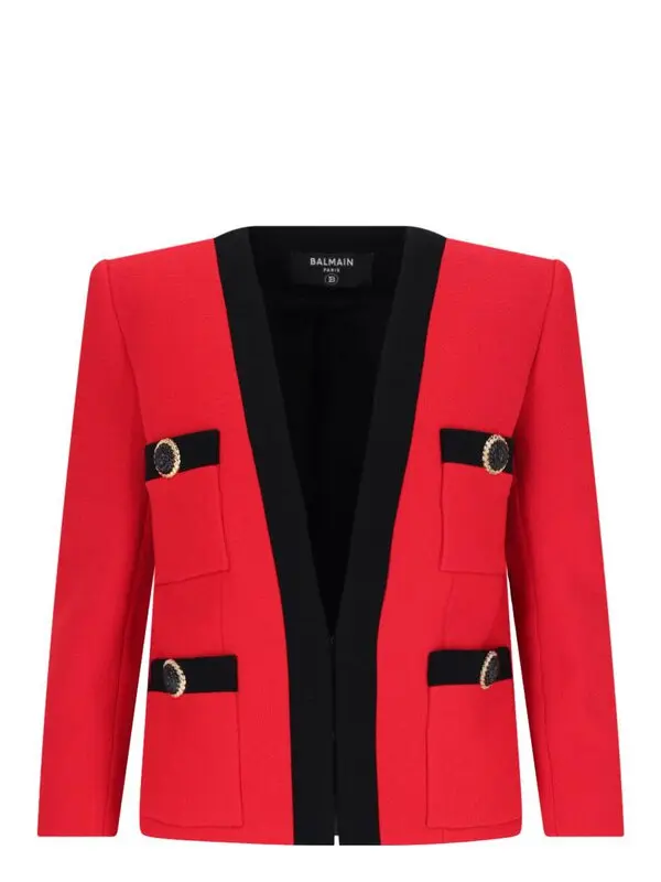 Balmain Tailored Jacket With Button Detail - Red