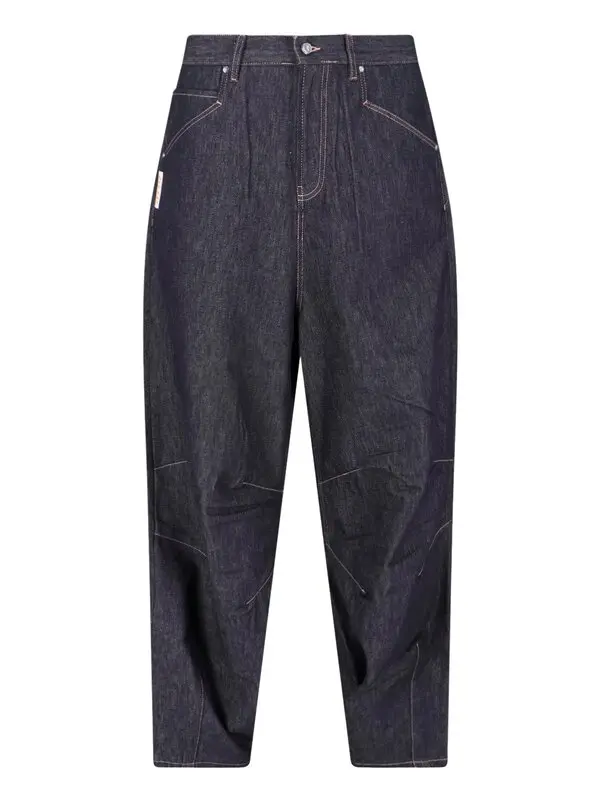 PDF Relaxed Fit Denim Jeans With Contrast Stitching - Blue