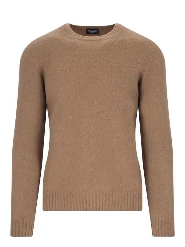 DRUMOHR 100% Lambswool High Neck Pullover - Brown