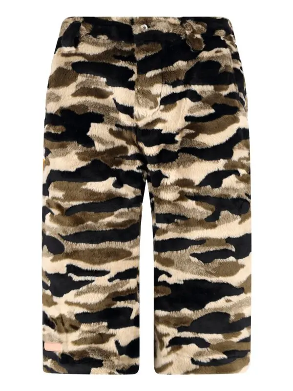 PDF Faux Fur Camouflage Straight-leg Pants - Brown