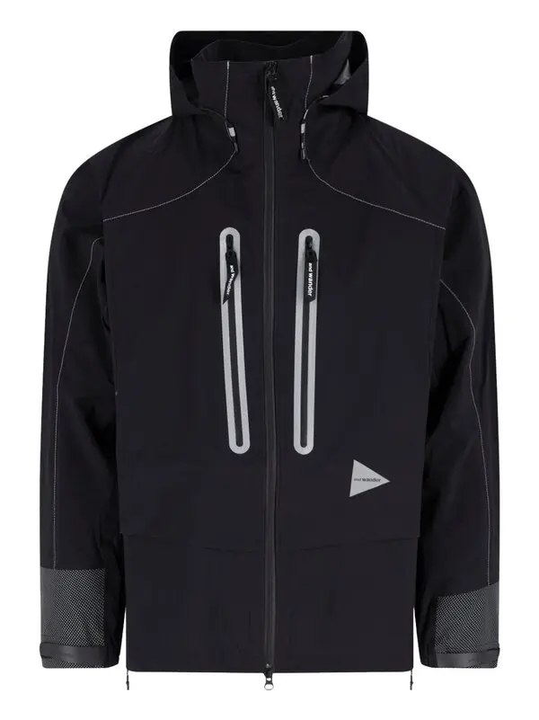 AND WANDER Hooded Technical Shell Jacket - Black