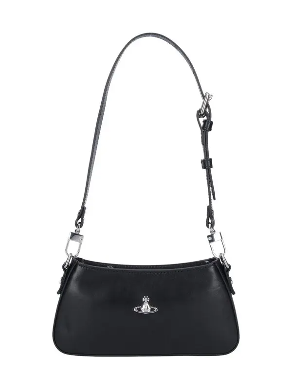 VIVIENNE WESTWOOD Italian Cow Leather Shoulder Bag - Black