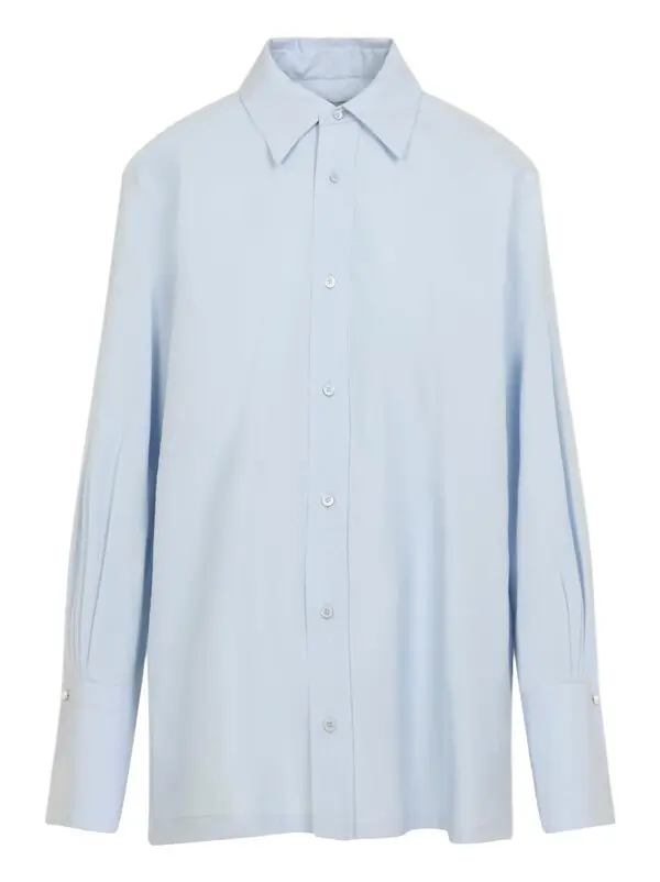 Carven Long Shirt In Light Cotton Poplin - Blue