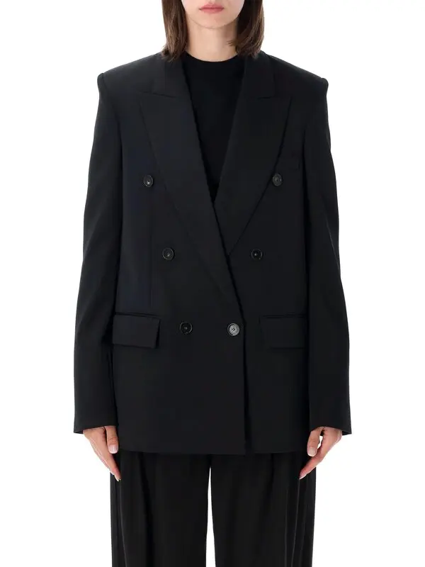 Stella McCartney Oversized Double-breasted Wool Blazer With Peak Lapels - Nero