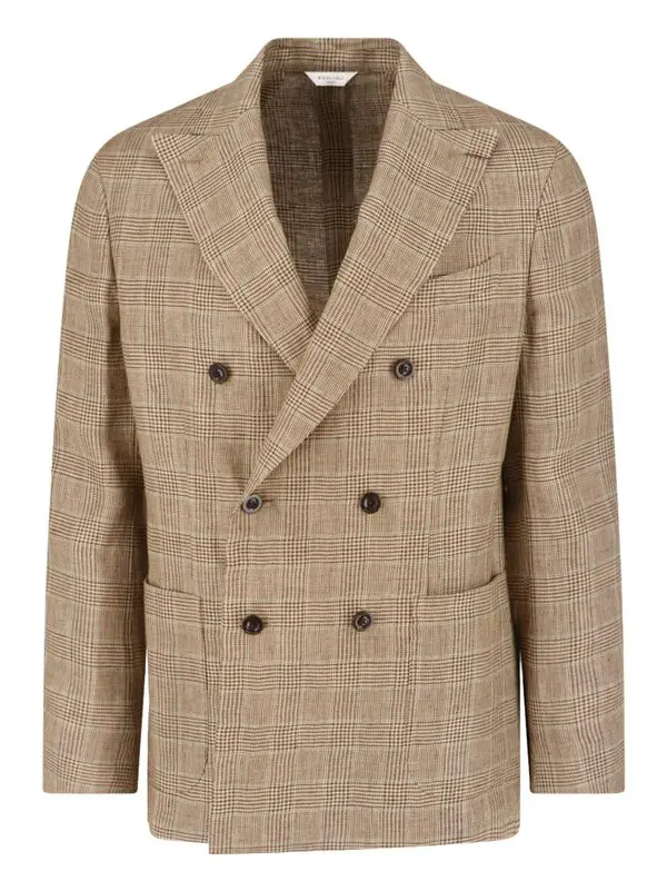 Boglioli Double-breasted Linen Blazer - Multicolour