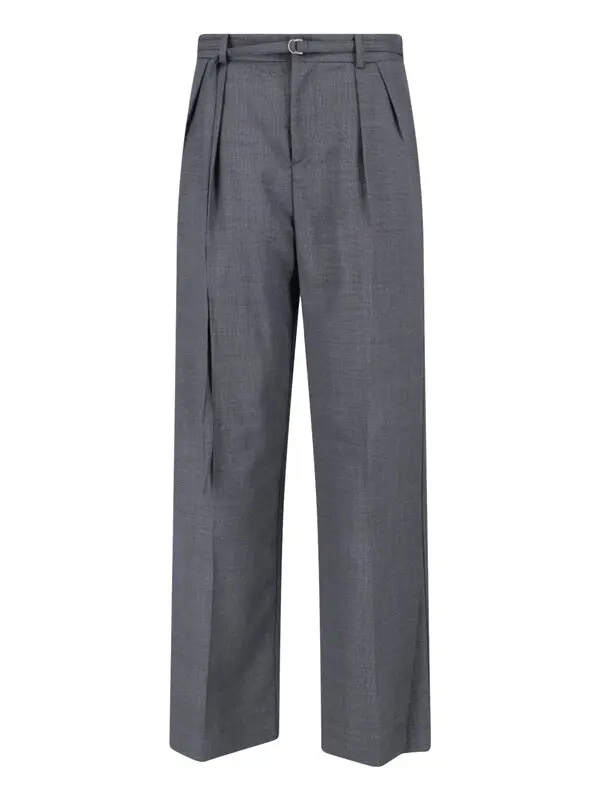 EUDON CHOI 100% Virgin Wool Tailored Trousers - Grey