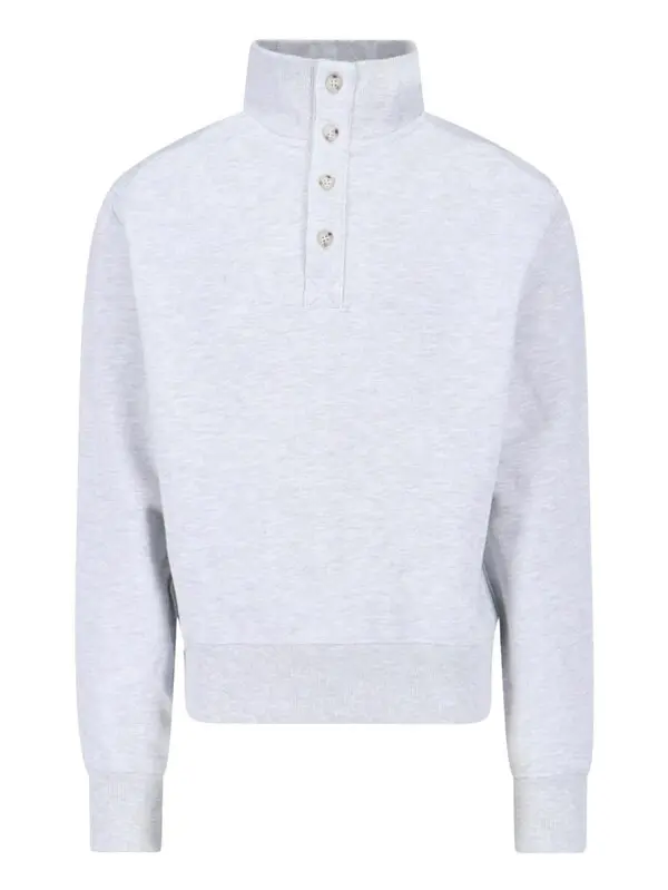 ENTIRE STUDIOS Mock Neck Button-front Sweatshirt - Grey