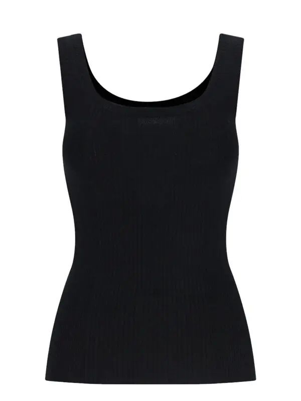 6397 Ribbed Cashmere Blend Wool Tank Top - Black