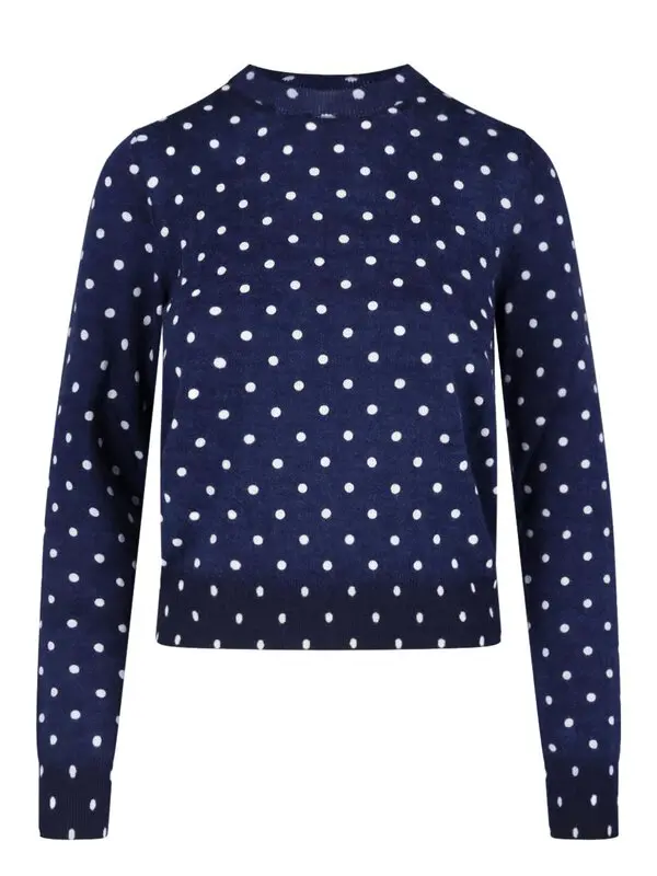 Comme Des Garçons Polka Dot High Neck Knit Sweater - Blue
