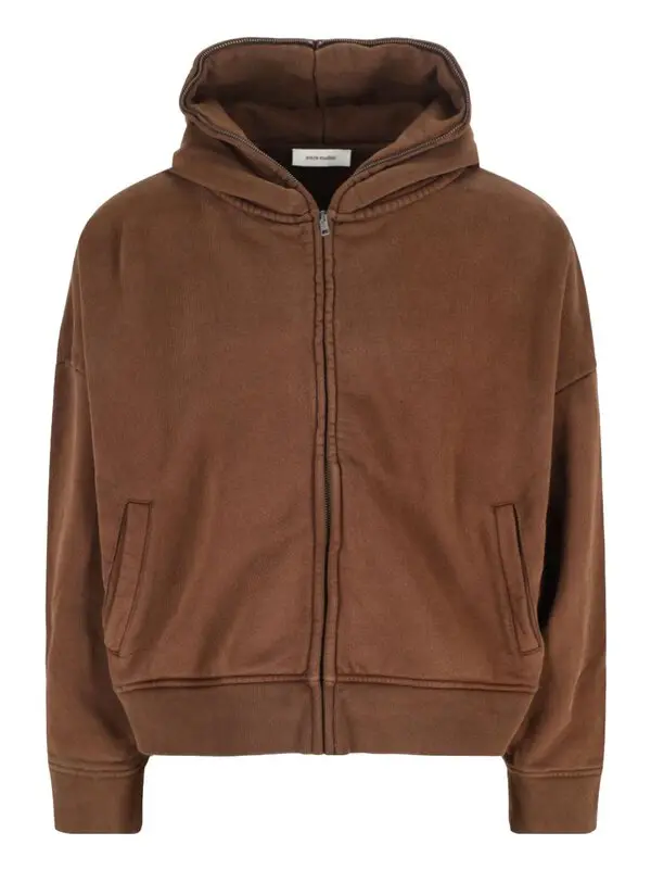 ENTIRE STUDIOS Zip Up Organic Cotton Hoodie - Brown