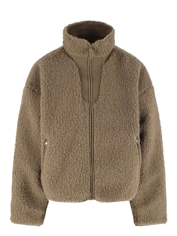 ENTIRE STUDIOS Zip-up Bomber Jacket In Wool Blend - Brown