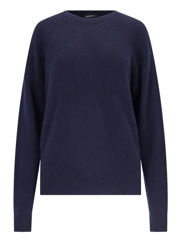 CANESSA 100% Cashmere Crewneck Sweater - Blue