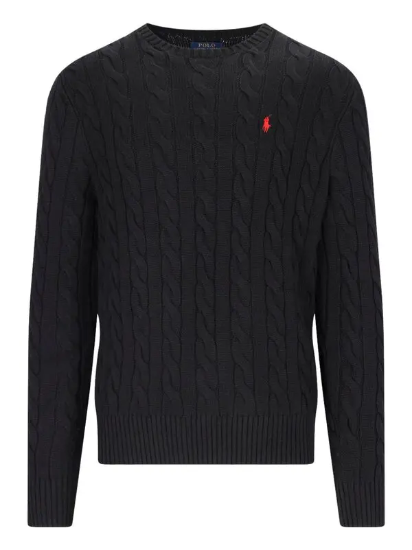 Polo Ralph Lauren Cable-knit Cotton Crewneck Sweater - Black