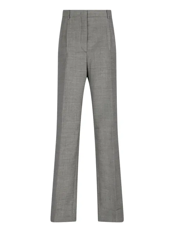 Prada 100% Wool Tailored Trousers - Grey