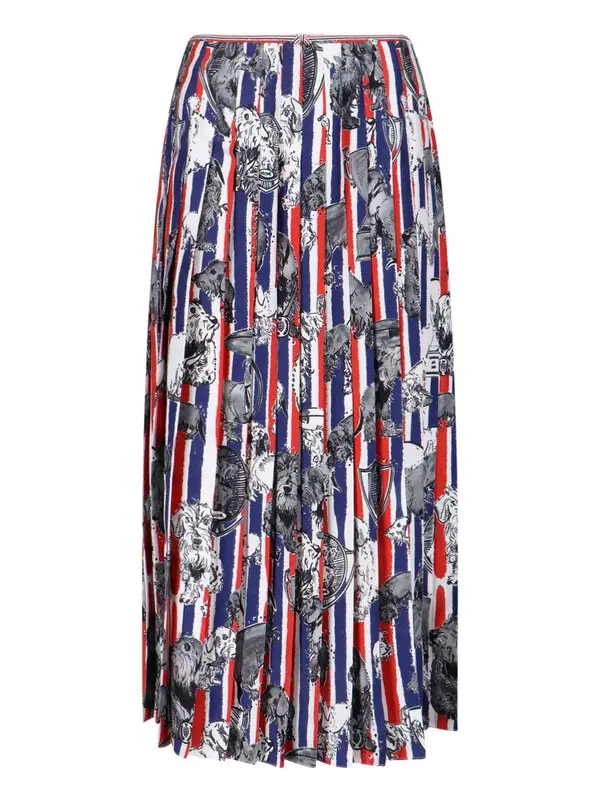 Thom Browne Printed Pleated Midi Skirt - Multicolour